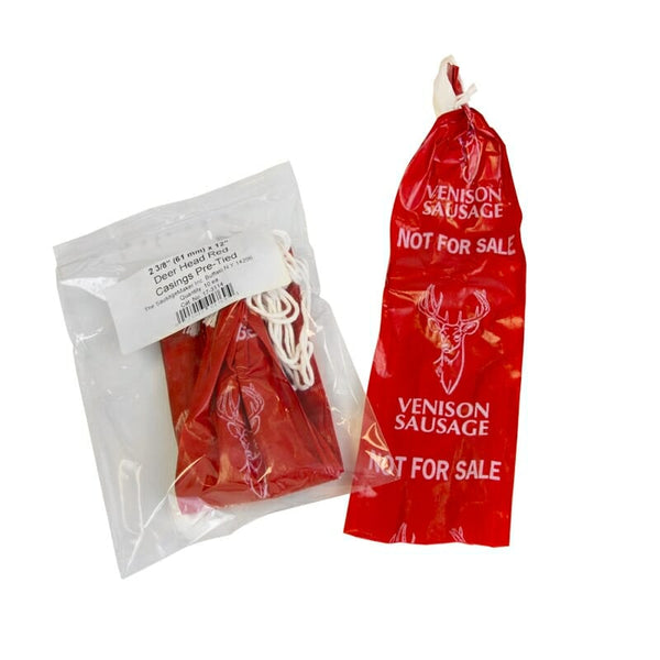 Buy Pre-Tied Red Fibrous Venison Printed Casings 61mm | The Sausage ...